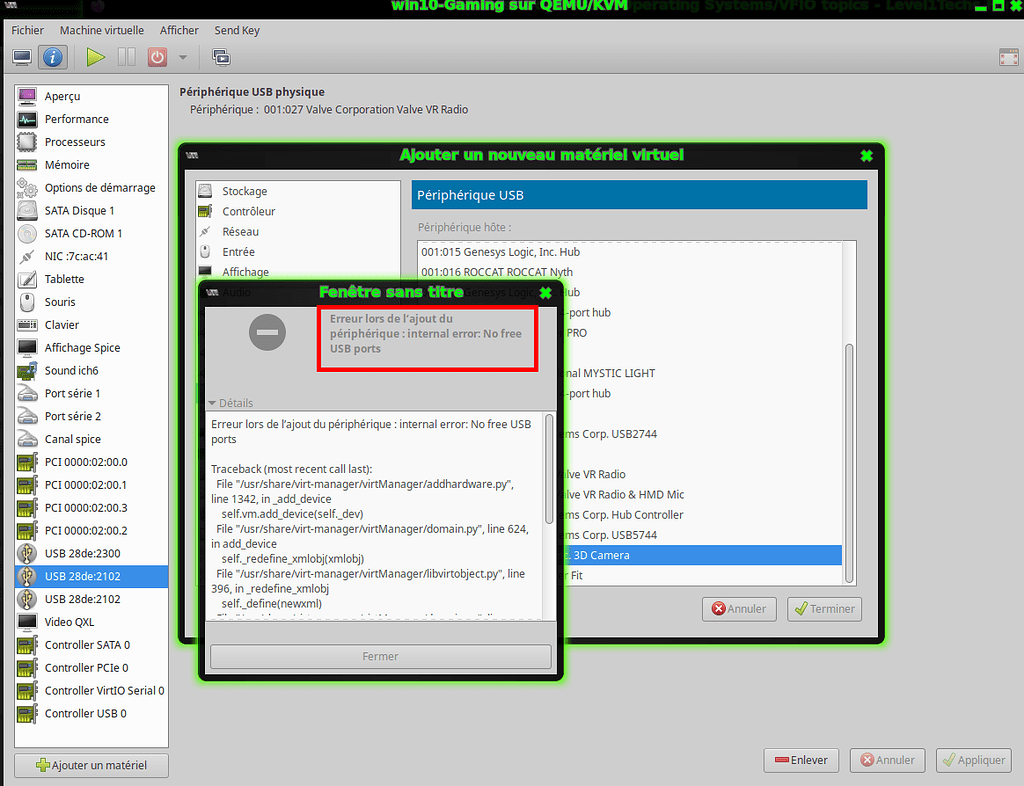 Add more 3 USB port on QEMU/KVM - Virtualization - Level1Techs Forums