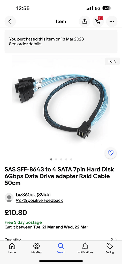 MiniSAS to Sata - Hardware Hub - Level1Techs Forums