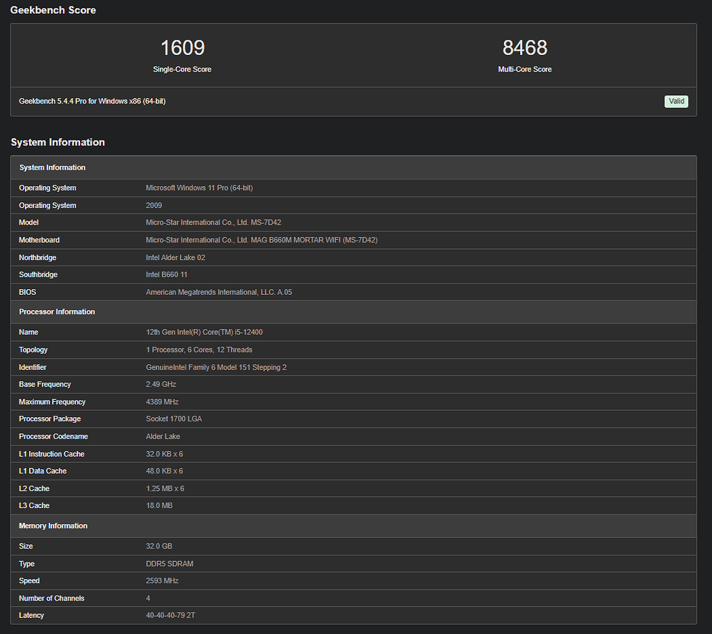 Intel NUC12 WSH LITE i5-1240p Geekbench Scores - Hardware Hub - Level1Techs Forums