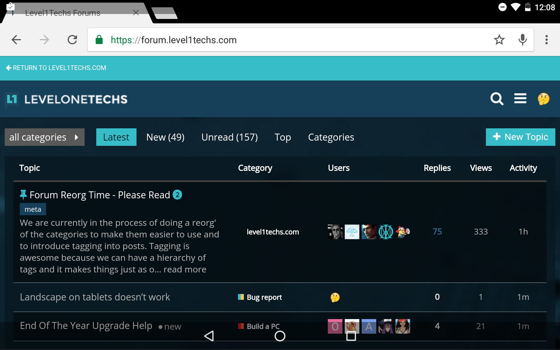 Landscape on tablets doesn't work - Bug report - Level1Techs Forums