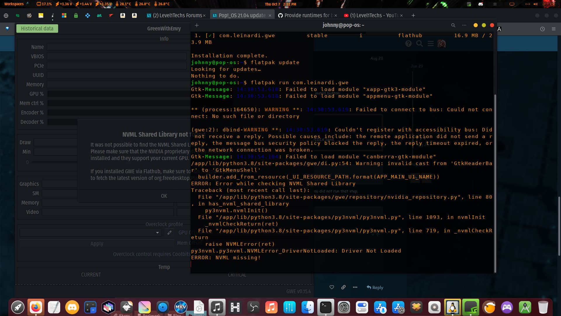 Pop!_OS 21.04 update & greenwithenvy flatpak - Linux - Level1Techs Forums
