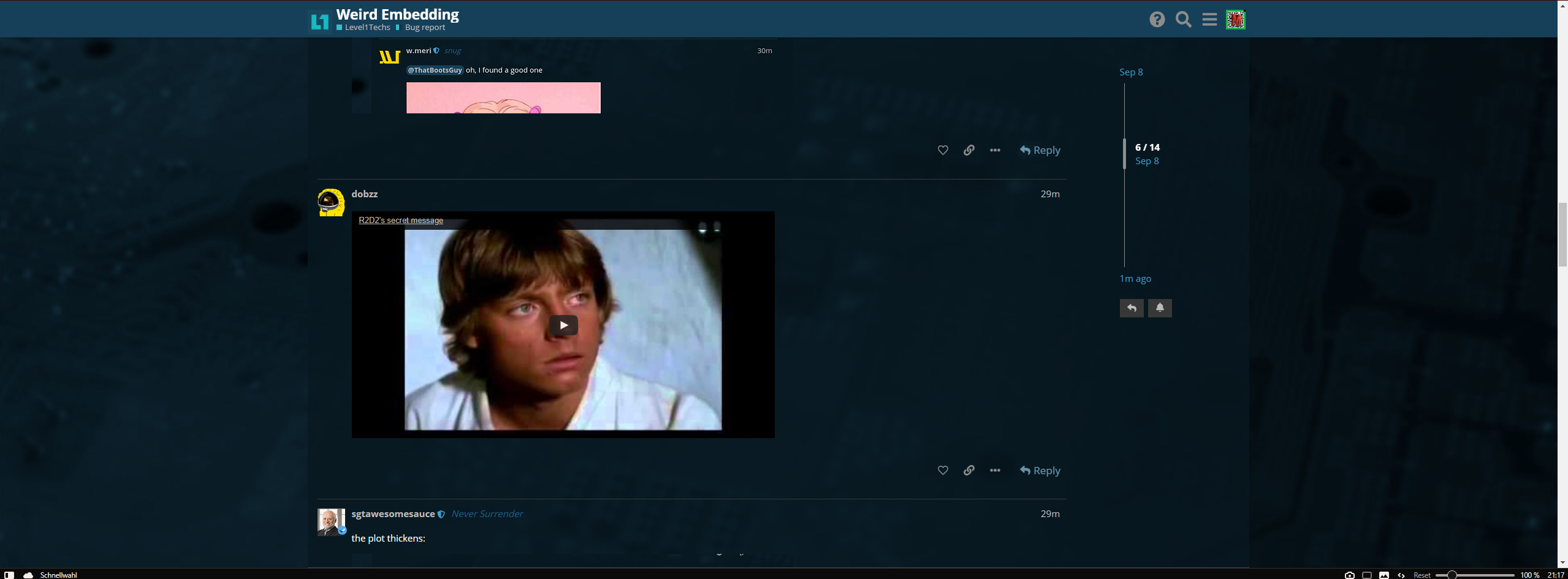 Weird Embedding - Bug report - Level1Techs Forums
